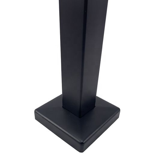 Luxury Decorate Matt Black Staircase Post Balustrade Glass Railing Design